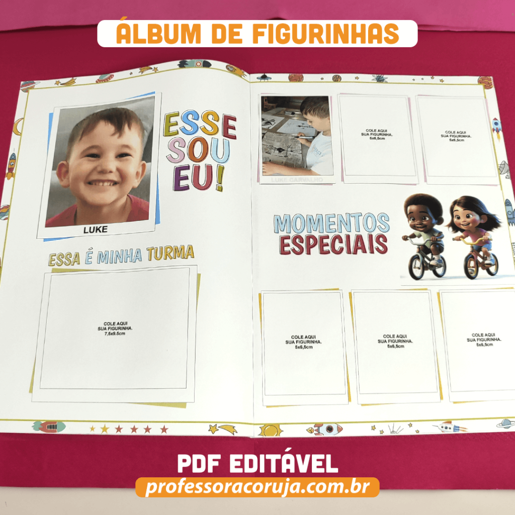Álbum de Figurinhas - Meu Álbum de Aventuras - Professora Coruja